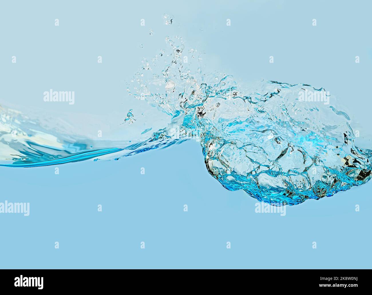 Clean fresh Water wave with splashing on blue background Stock Photo ...
