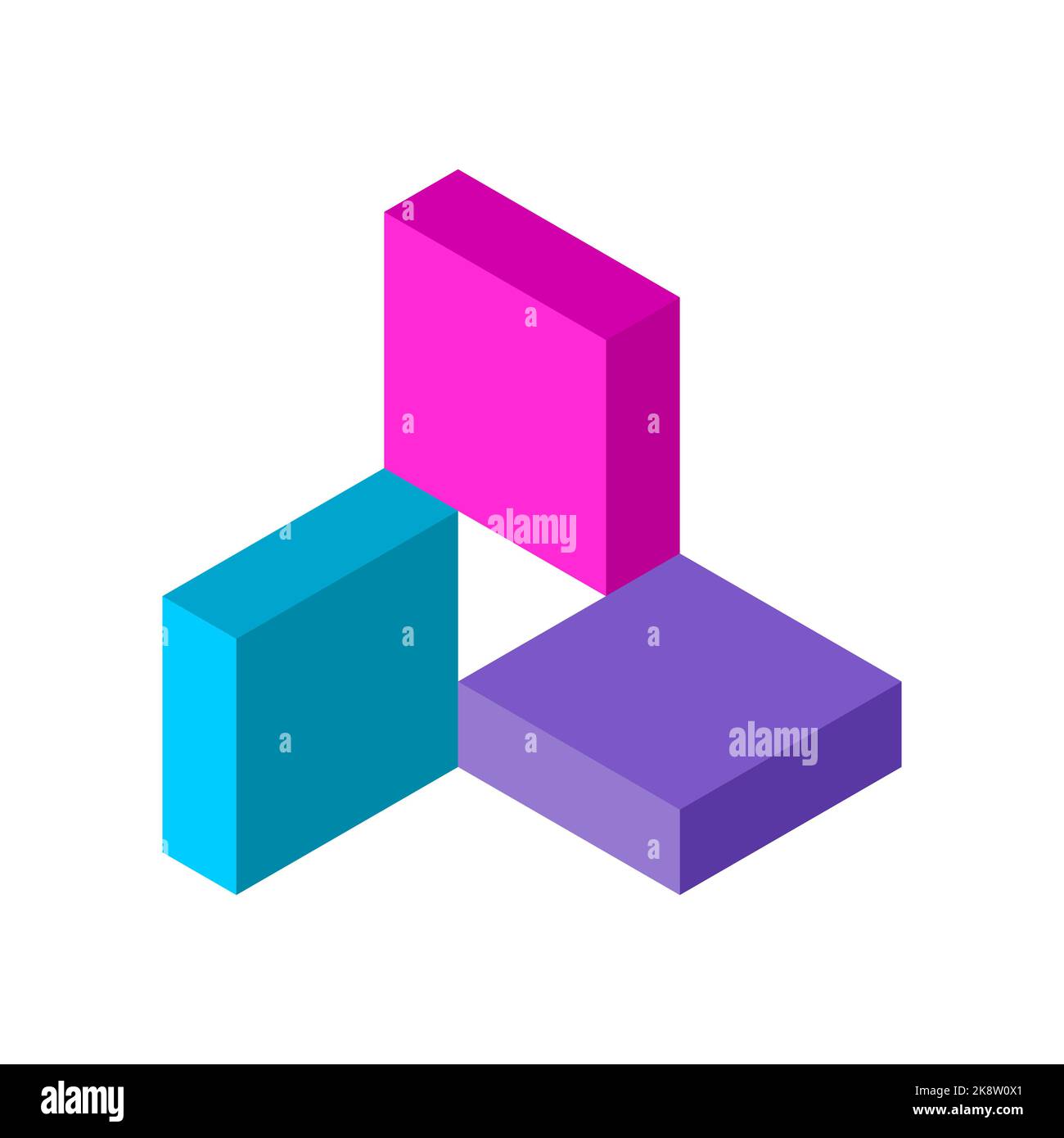 Three colorful blocks around triangle. Architecture, building ...