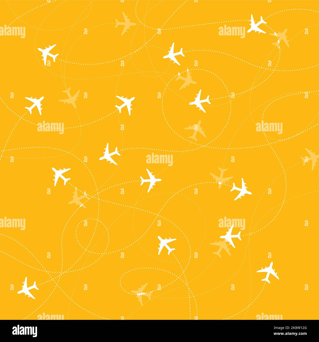 Planes on yellow background. Pattern with airplanes. Vector ...