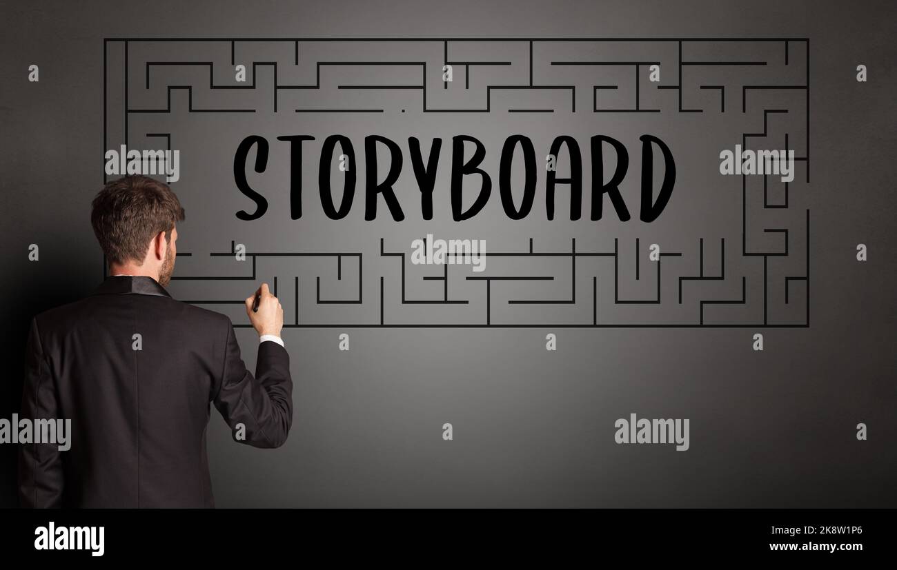 businessman drawing maze concept Stock Photo - Alamy
