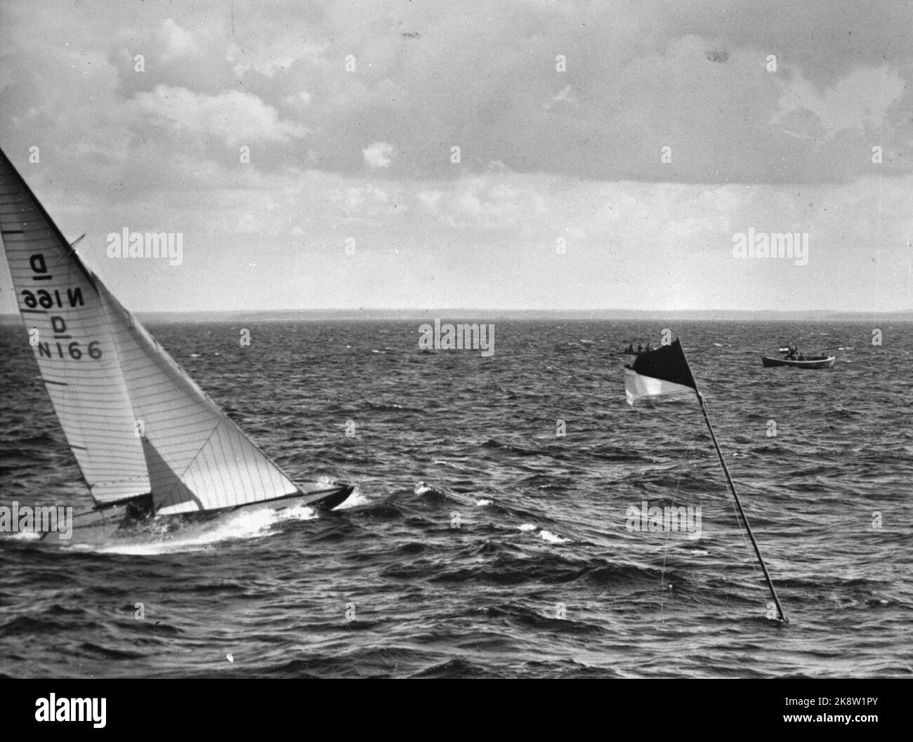 1952 Olympics in Helsinki. Sailing. Gold to Norway in the Drake class ...