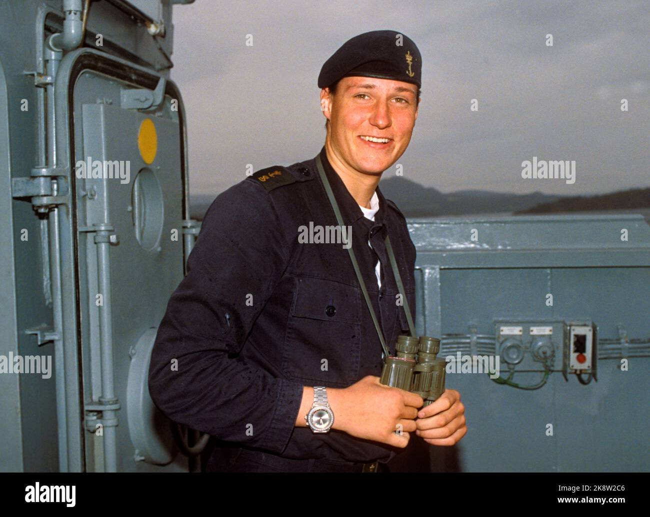 1992 crown prince haakon aboard the navy vessel knm hi-res stock ...