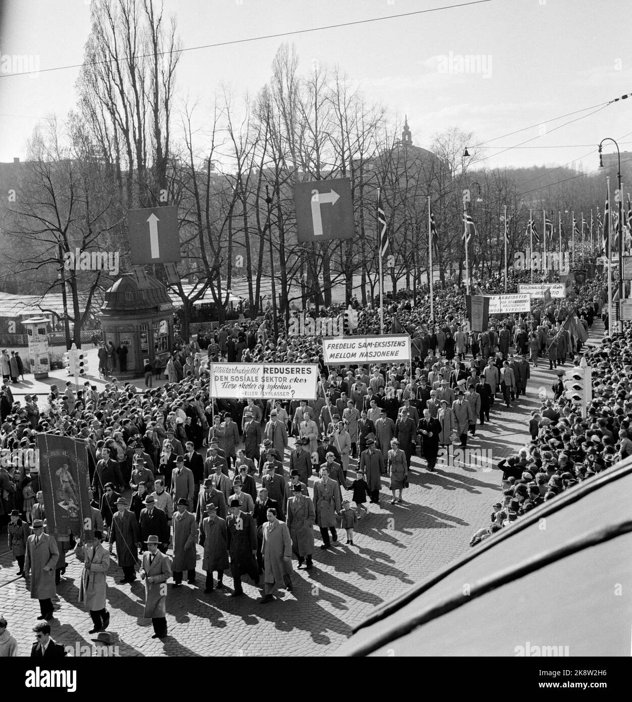 Oslo 19560501 1 May Train / Demonstration in Oslo. Overview picture ...
