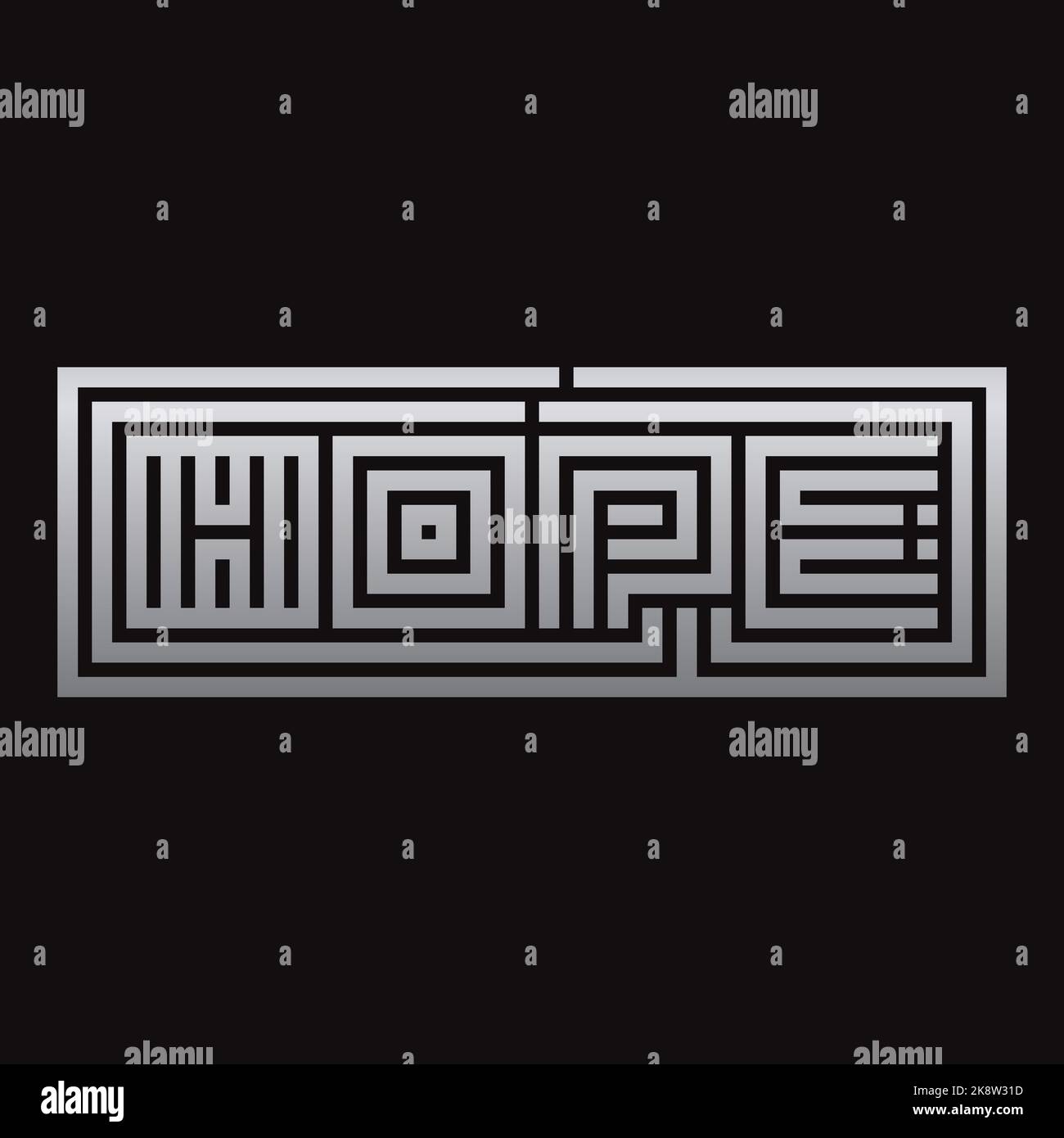 Hope Lettering Maze Typography Design Vector Illustration. Editable ...