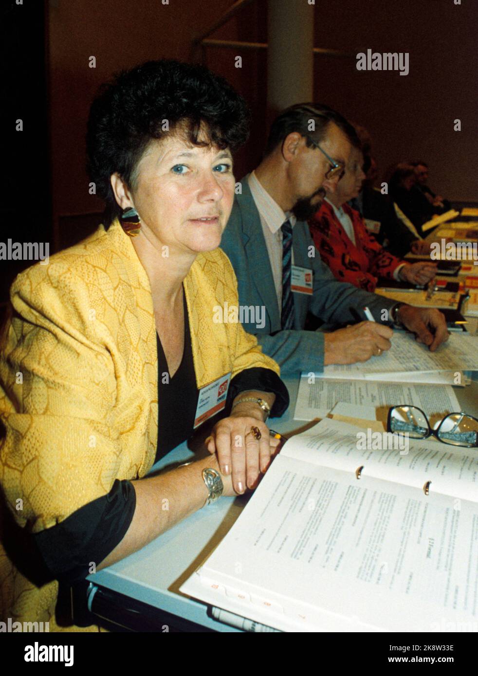 Oslo October 23, 1989. LO Secretary Esther Kostøl. In the background ...