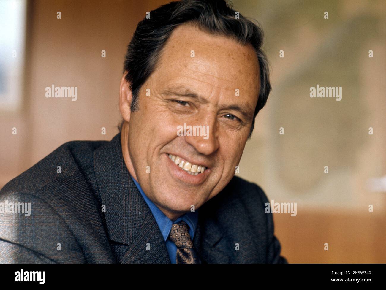 Oslo January 1975. Program editor at NRK, Halfdan Hegtun. Photo: Henrik ...