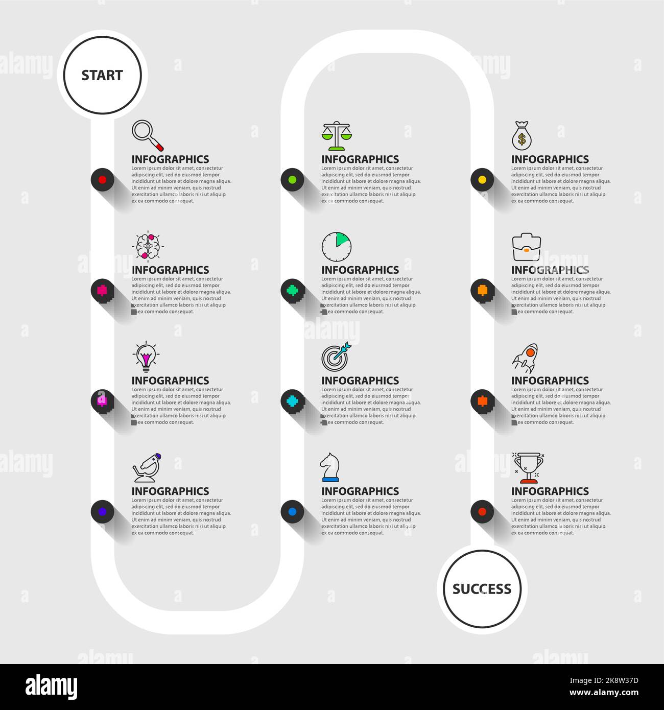 Infographic design template. Creative concept with 12 steps. Can be ...