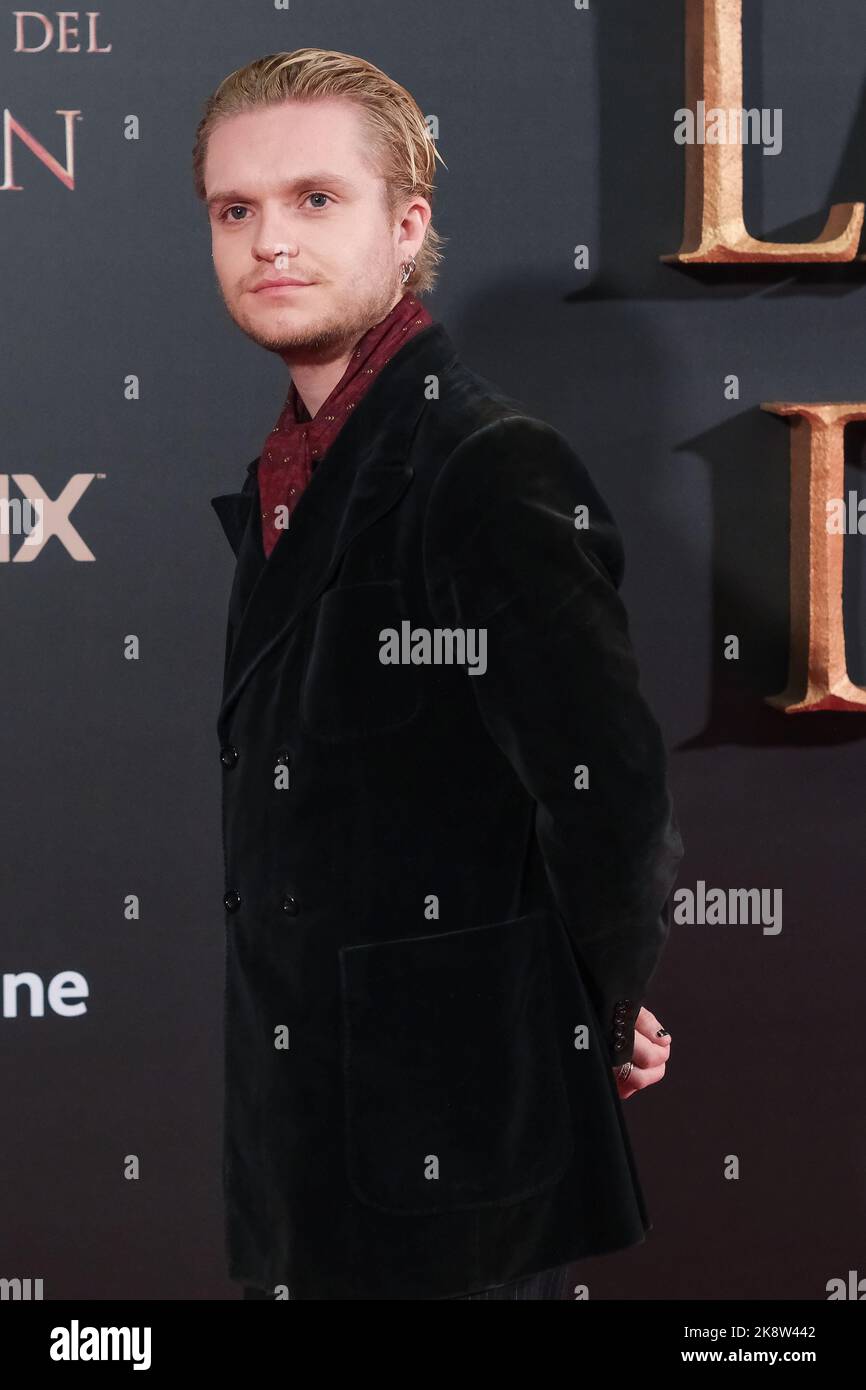 Madrid, Spain. 24th Oct, 2022. Actor Tom Glynn-Carney poses during the ...