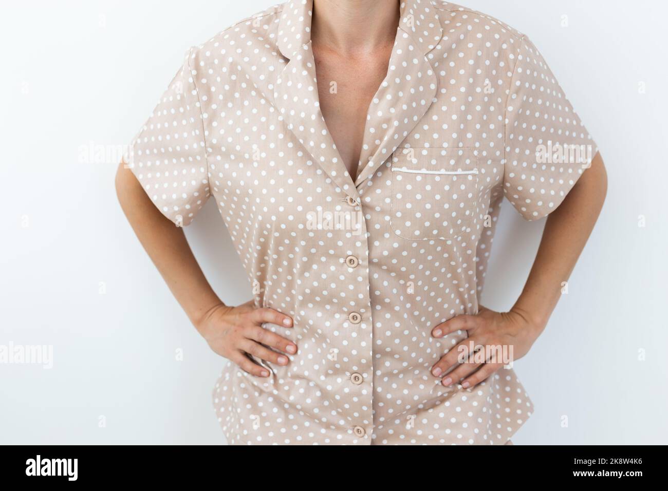 Close-up detail and fabric texture of a pajama. Homewear, sleepwear ...