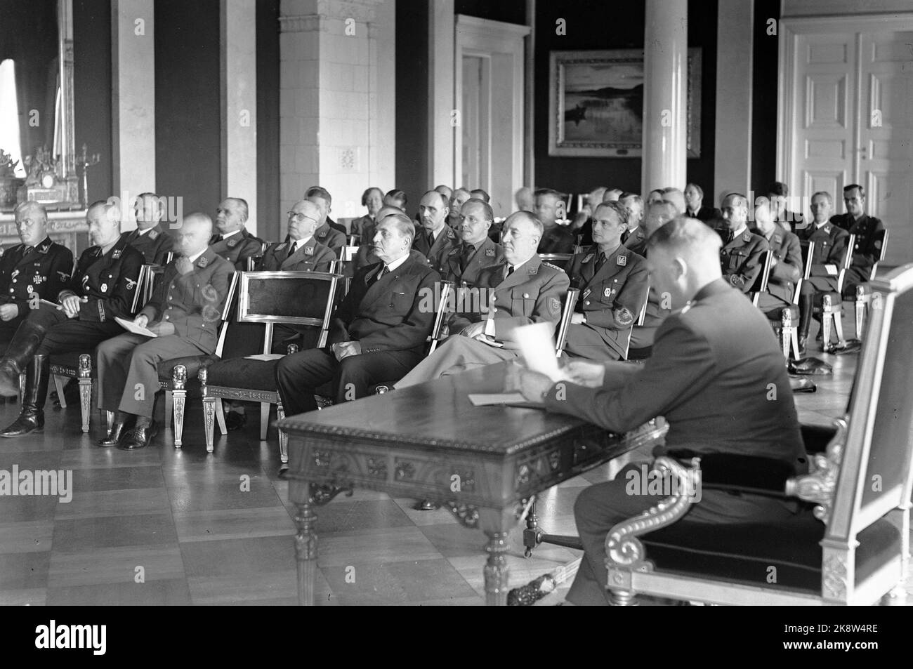 WW2 Oslo 19440531 The driver's meeting at the castle. NS leader Vidkun ...