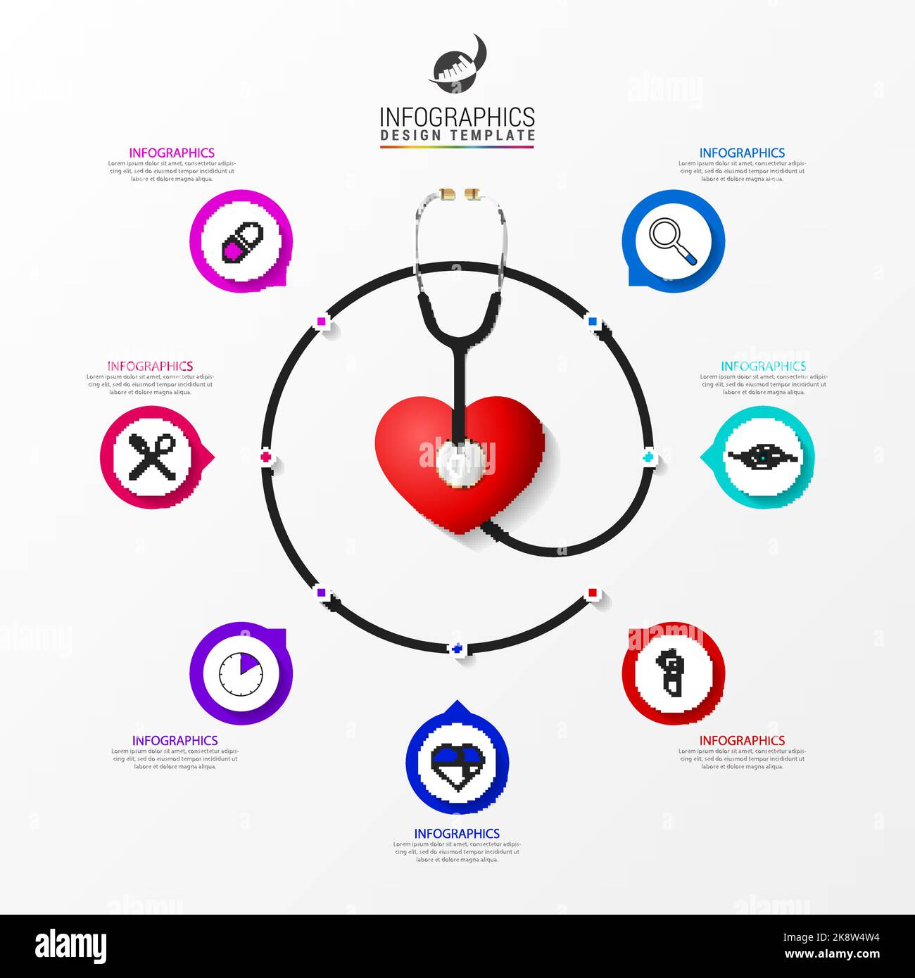 Medical and Health. Infographic design template with stethoscope ...