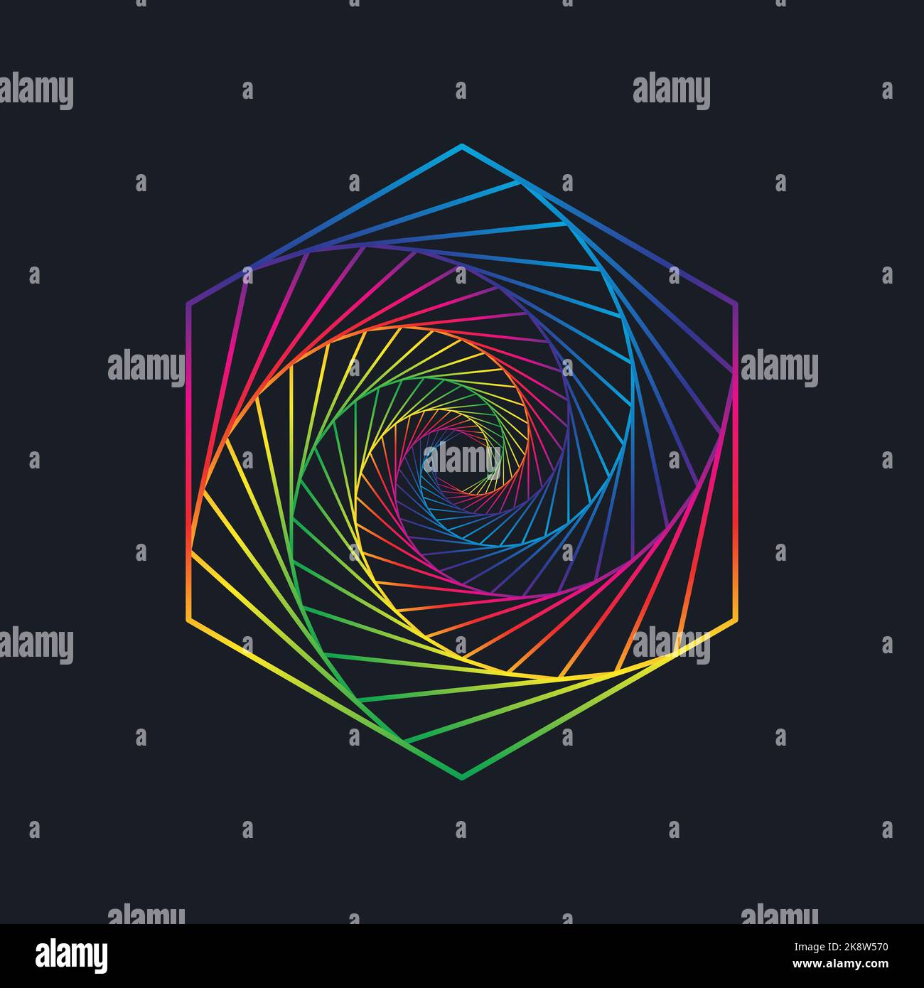 Hexagon spiral vortex design artwork. Editable, resizable, EPS 10 ...