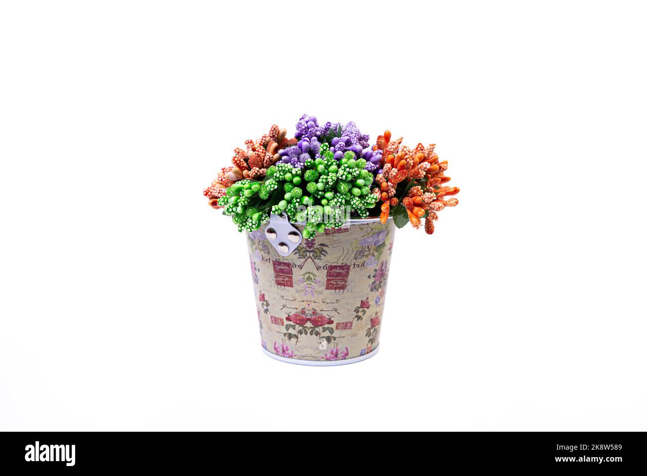 aluminum ice bucket laid in wait for use. stainless multi-colored ...