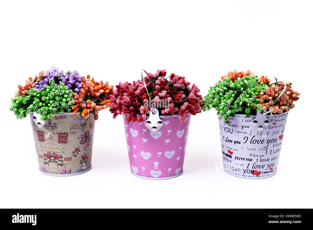 aluminum ice bucket laid in wait for use. stainless multi-colored ...