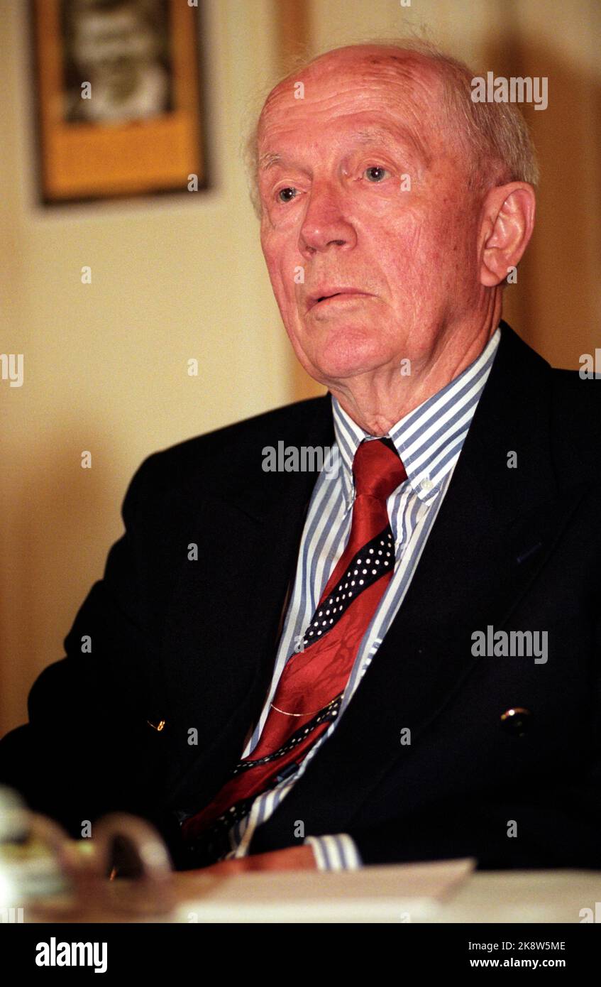 Oslo August 25, 1997. Pensioner and former politician Lars Korvald ...