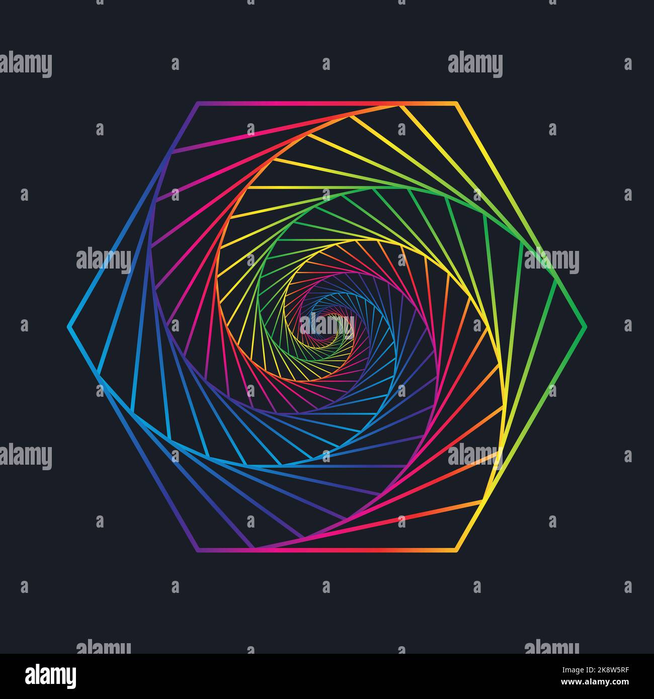 Hexagon spiral vortex design artwork. Editable, resizable, EPS 10 ...