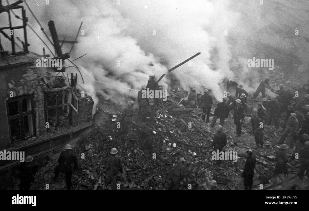 Ntb photo image processed firefighters war air raid soldiers ruins hi ...