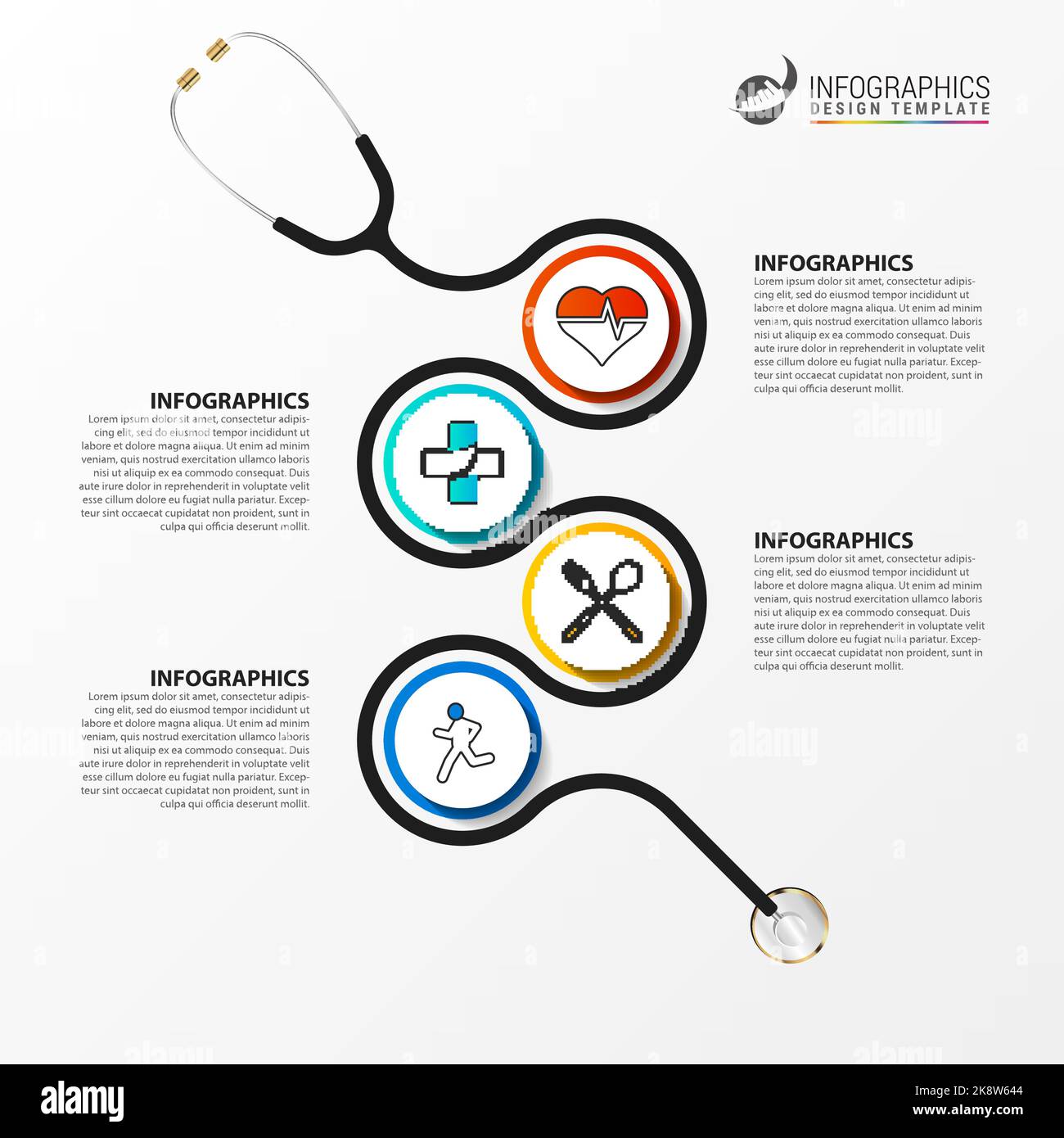 Medical and Health. Infographic design template with stethoscope ...