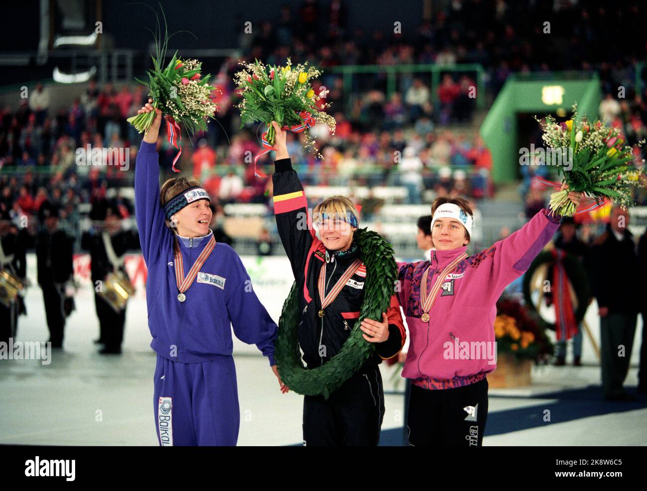 Hamar 19940107 Em on skates, women in the Viking ship in Hamar. Here ...