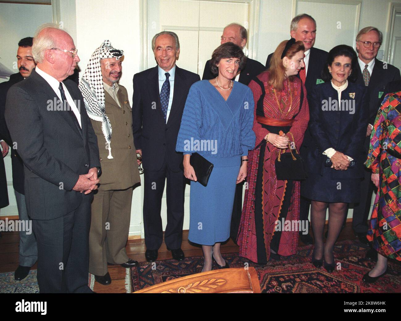 Oslo 19941209: From left Yitzhak Rabin, Yasir Arafat, Shimon Peres ...