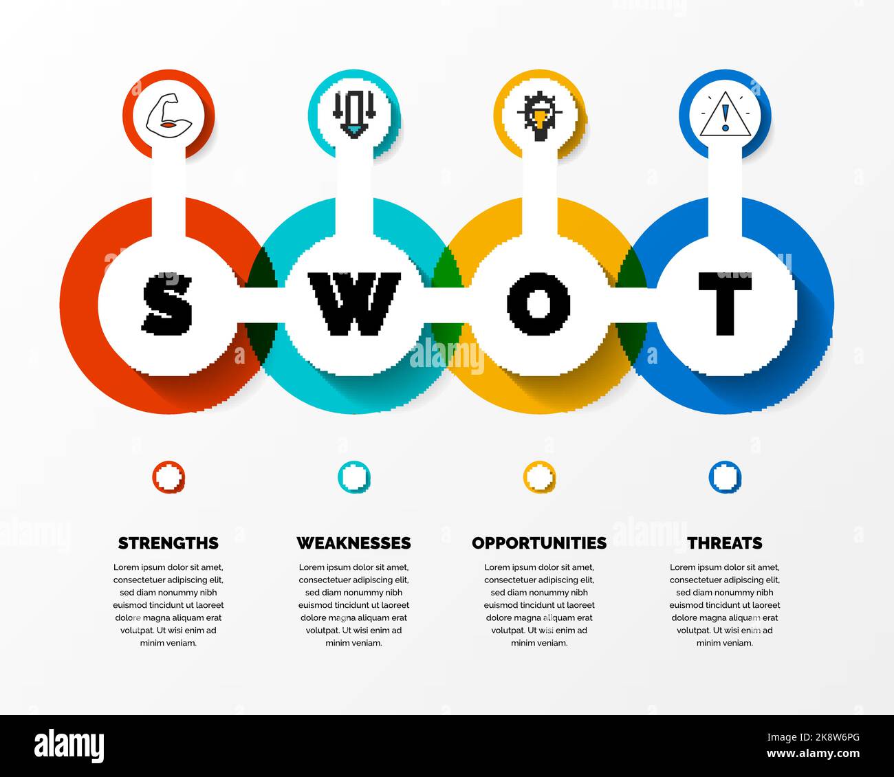 SWOT Analysis. Infographic with four steps. Vector illustration Stock ...