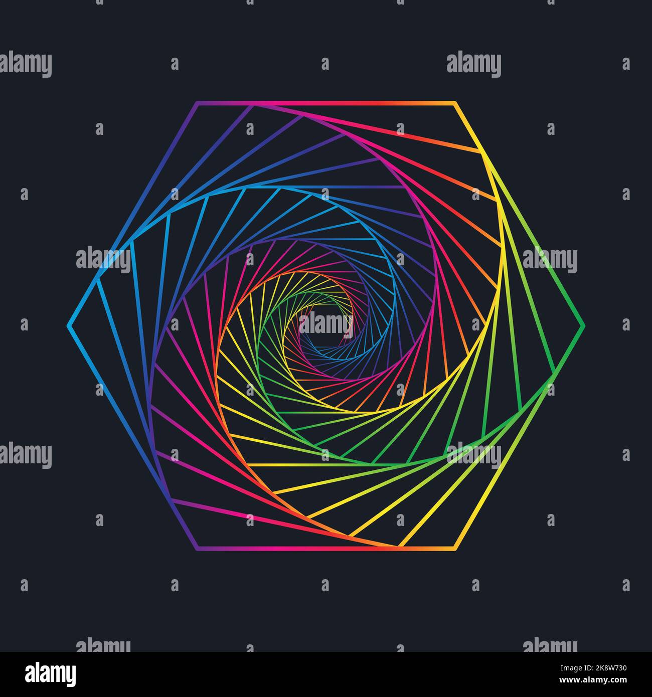 Hexagon spiral vortex design artwork. Editable, resizable, EPS 10 ...