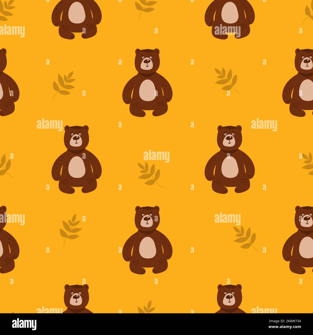 Seamless childish pattern with cute bears in the wood. Creative kids ...