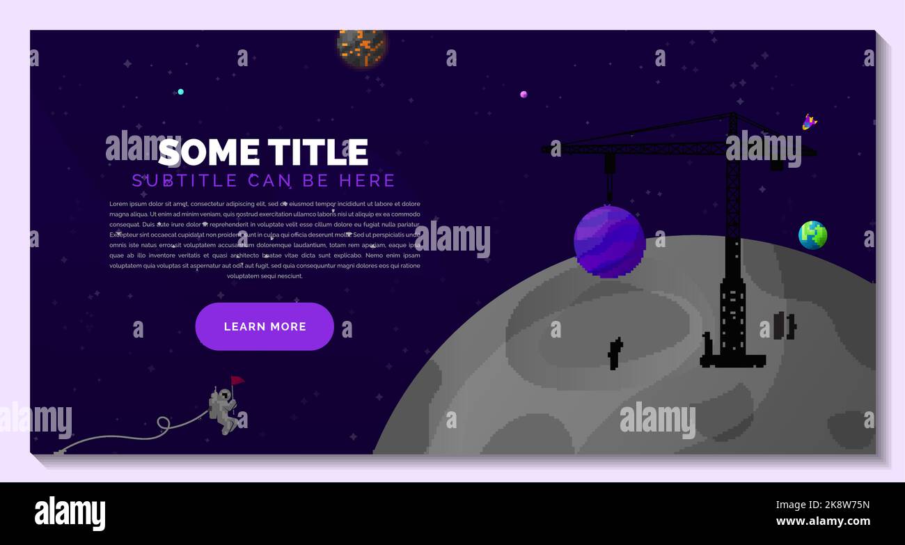 Space building concept. Creative template in purple style. Vector ...