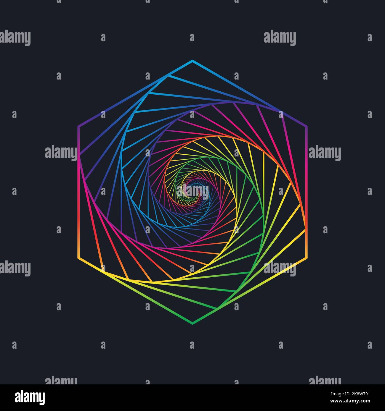 Hexagon spiral vortex design artwork. Editable, resizable, EPS 10 ...