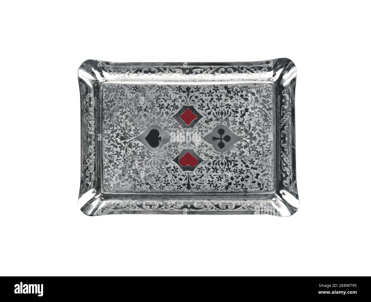 Empty metal design ashtray on white background Stock Photo - Alamy