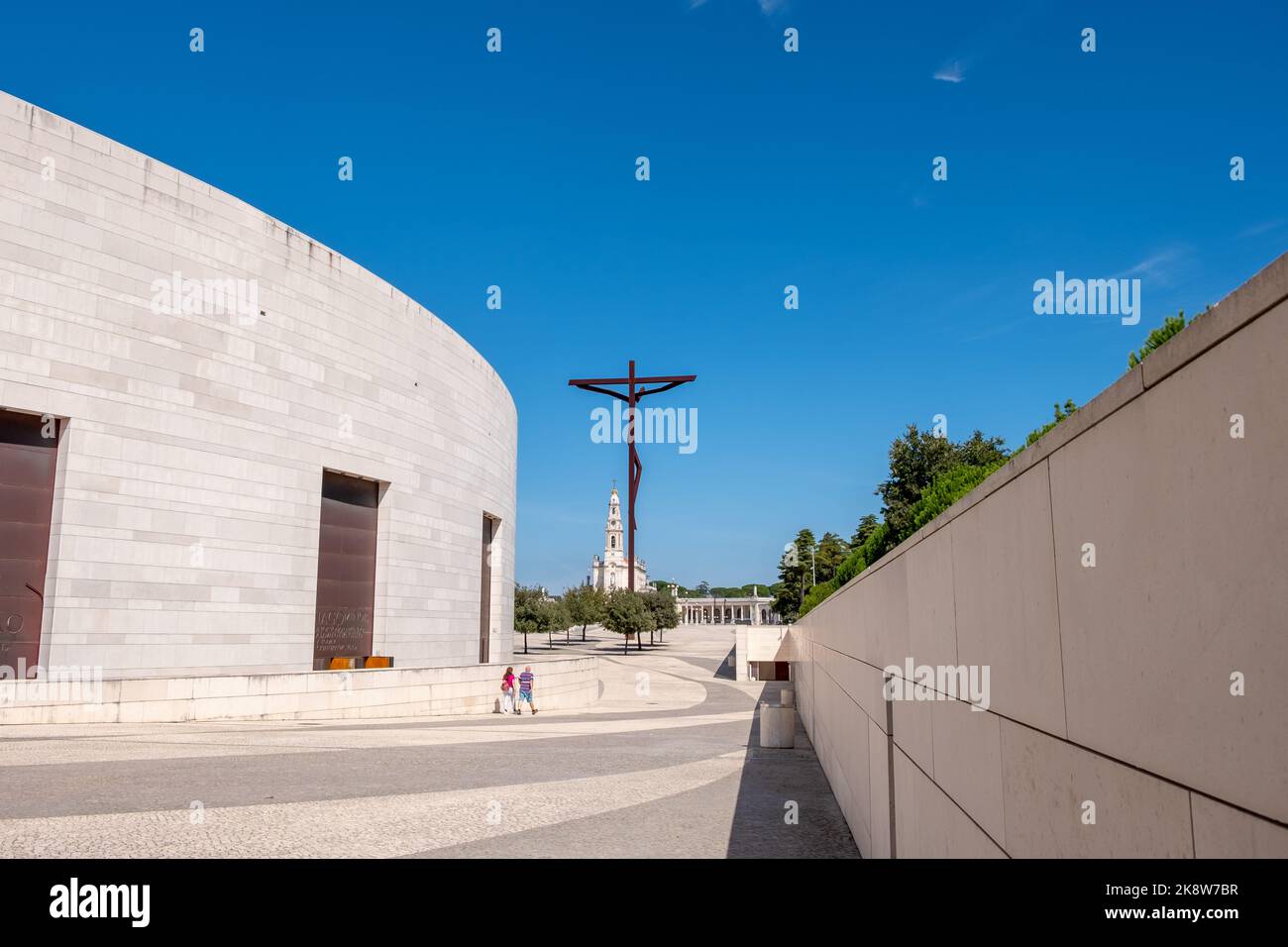 Entry to Sanctuary of Fatima, Portugal. The new High Cross with the ...