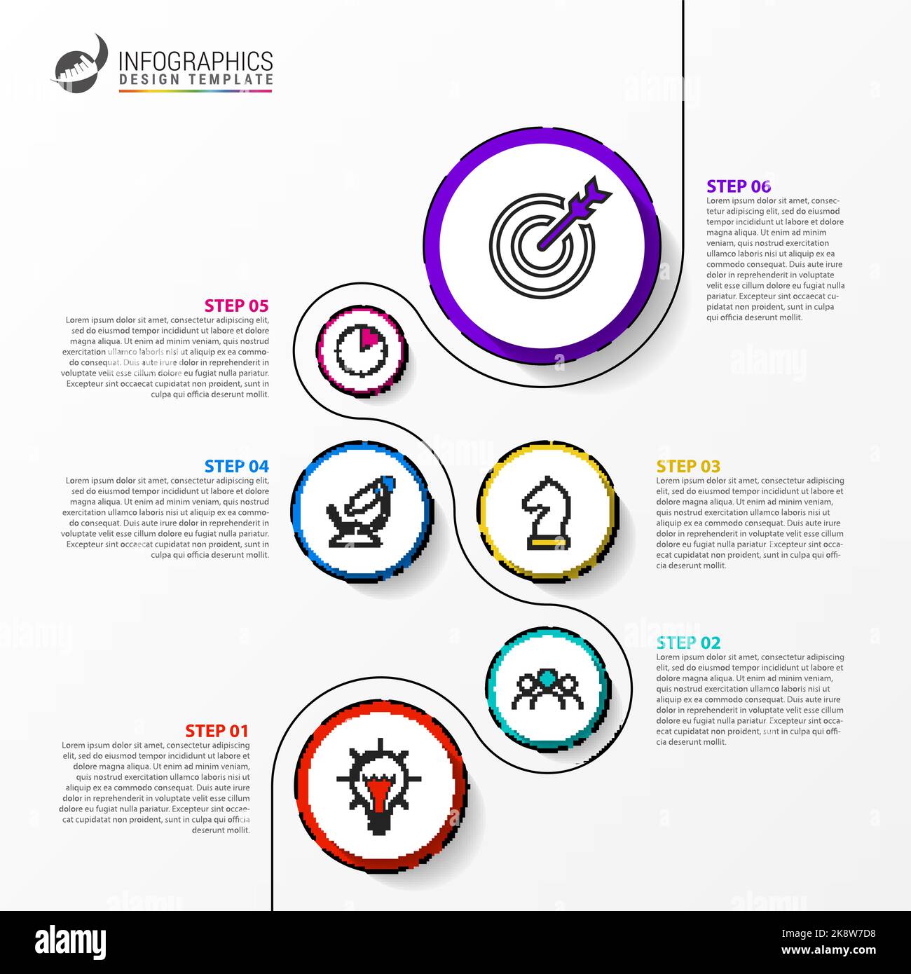 Infographic design template. Timeline concept with 6 steps. Can be used ...