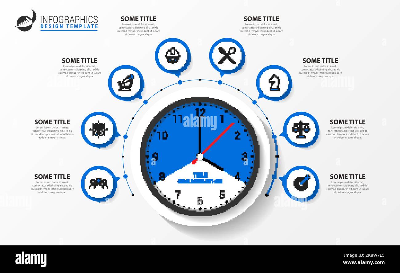 Infographic Design Template Time Organization With 8 Steps Can Be Used For Workflow Layout
