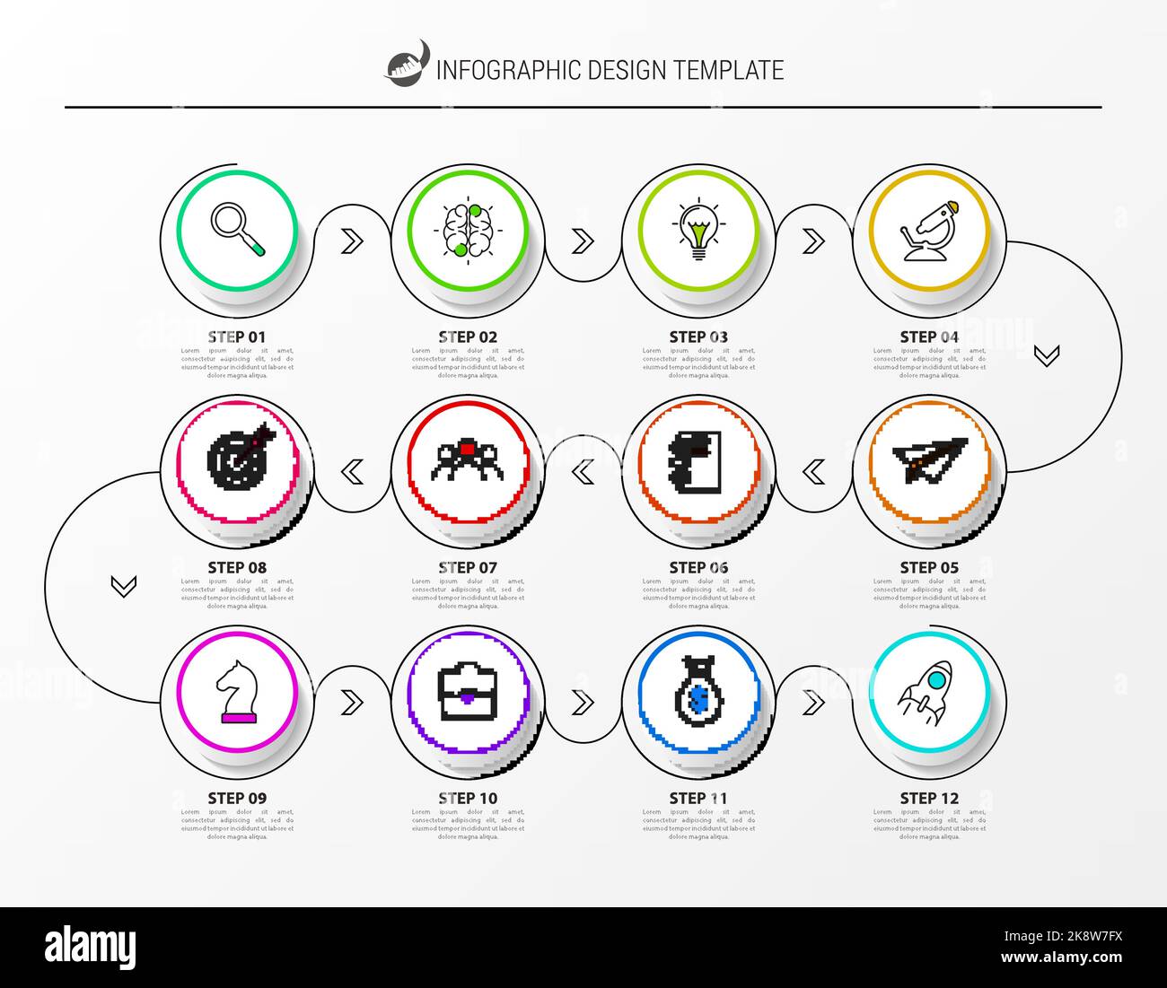 Infographic design template. Creative concept with 12 steps. Can be ...