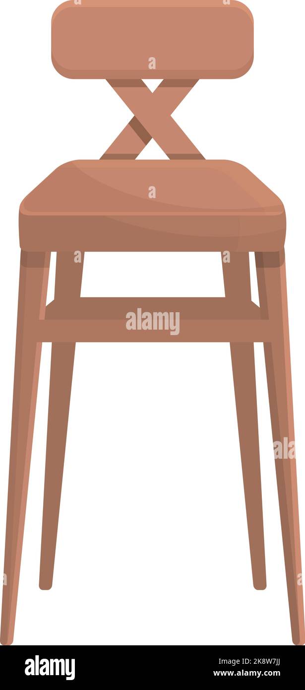 Strong wood seat icon cartoon vector. Bar stool. Tall chair Stock ...