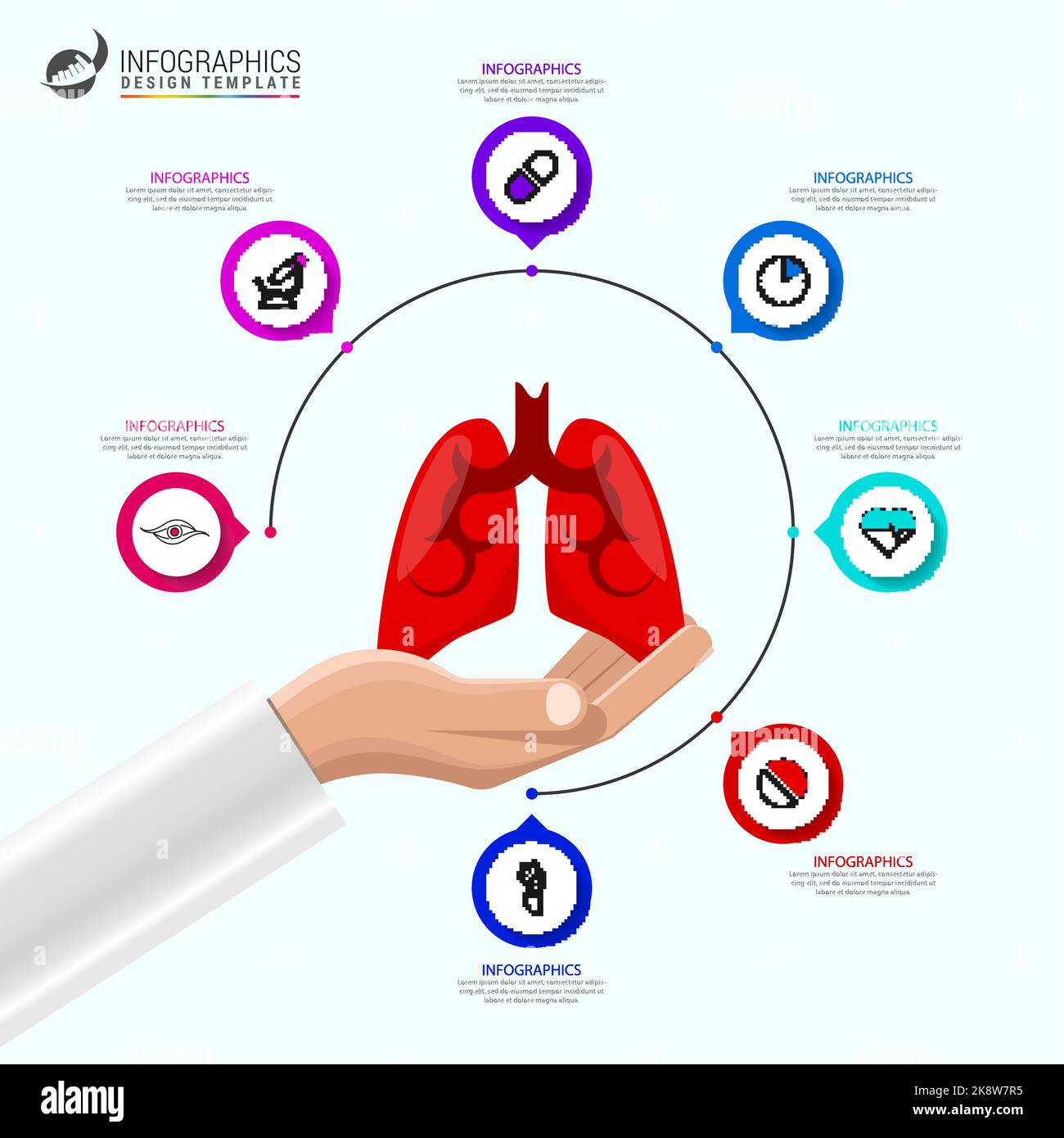 Infographic design template. Health care with 7 steps. Can be used for ...