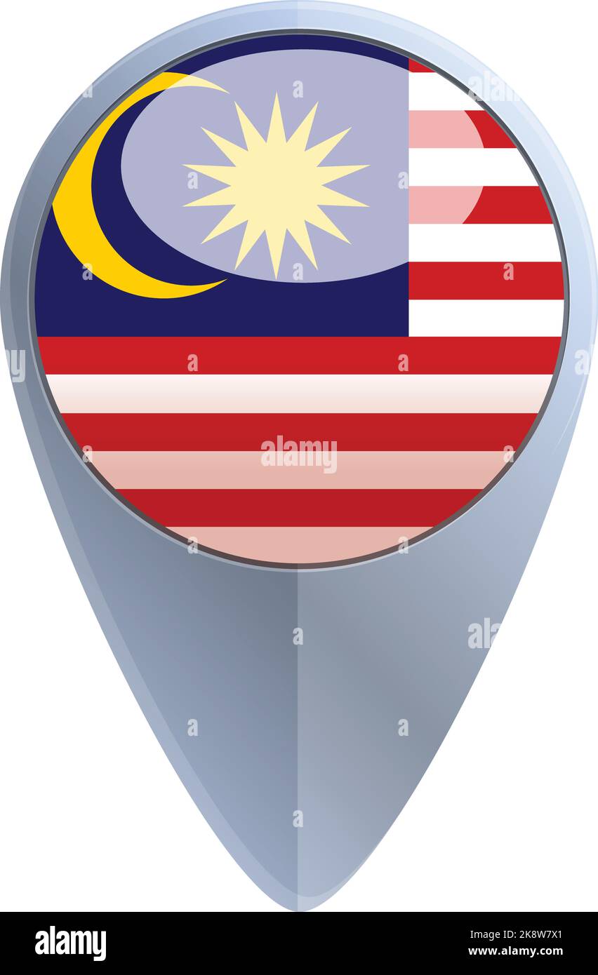 Malaysia location icon cartoon vector. Country flag. Republic nation ...