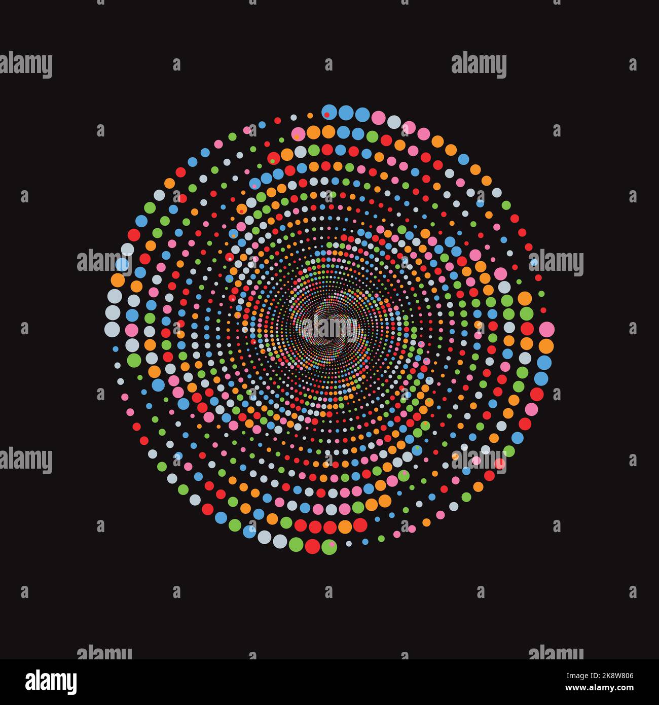 Massive dotted spiral vortex design artwork. Editable, resizable, EPS ...