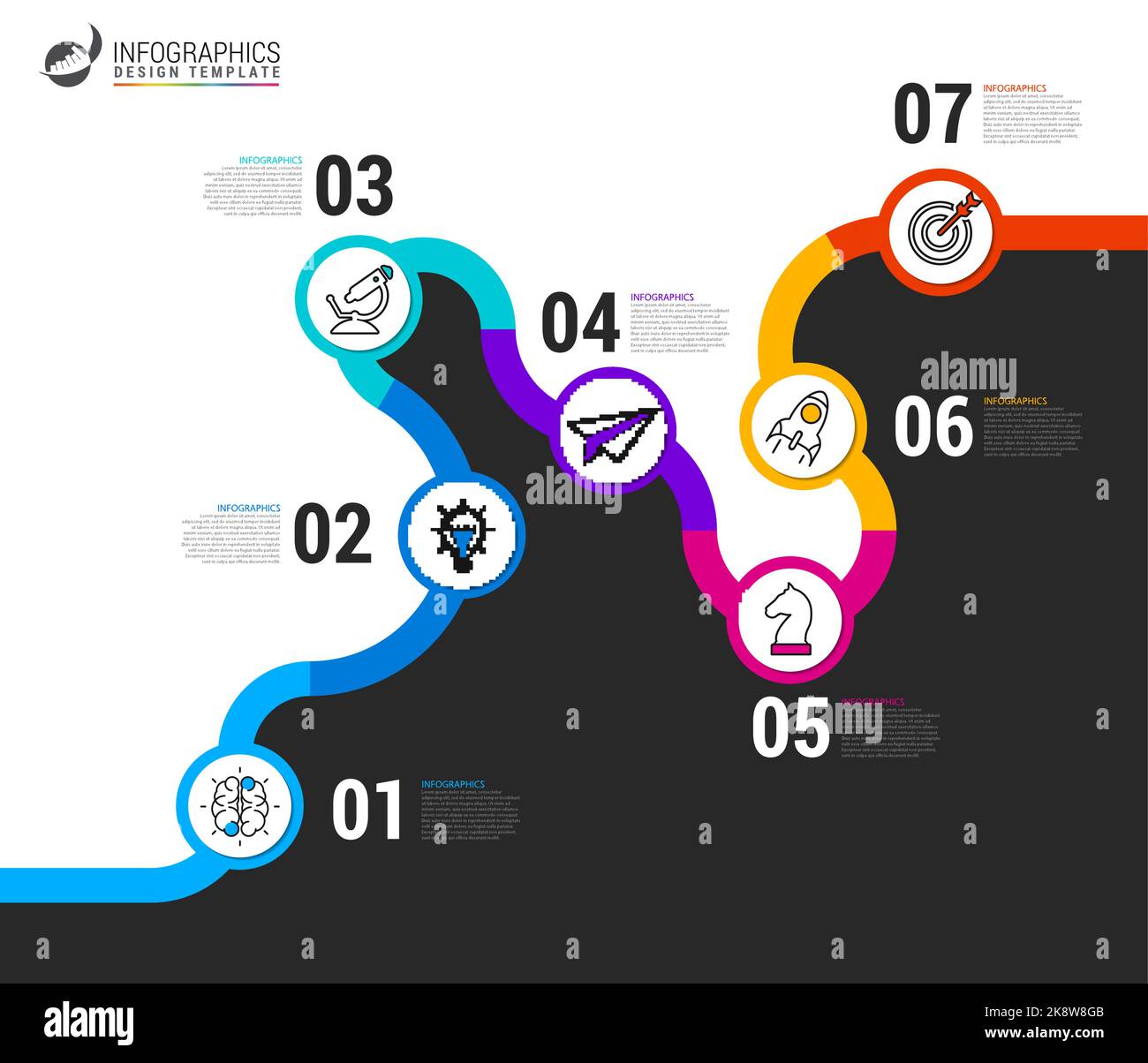 Infographic design template. Creative concept with 7 steps. Can be used ...
