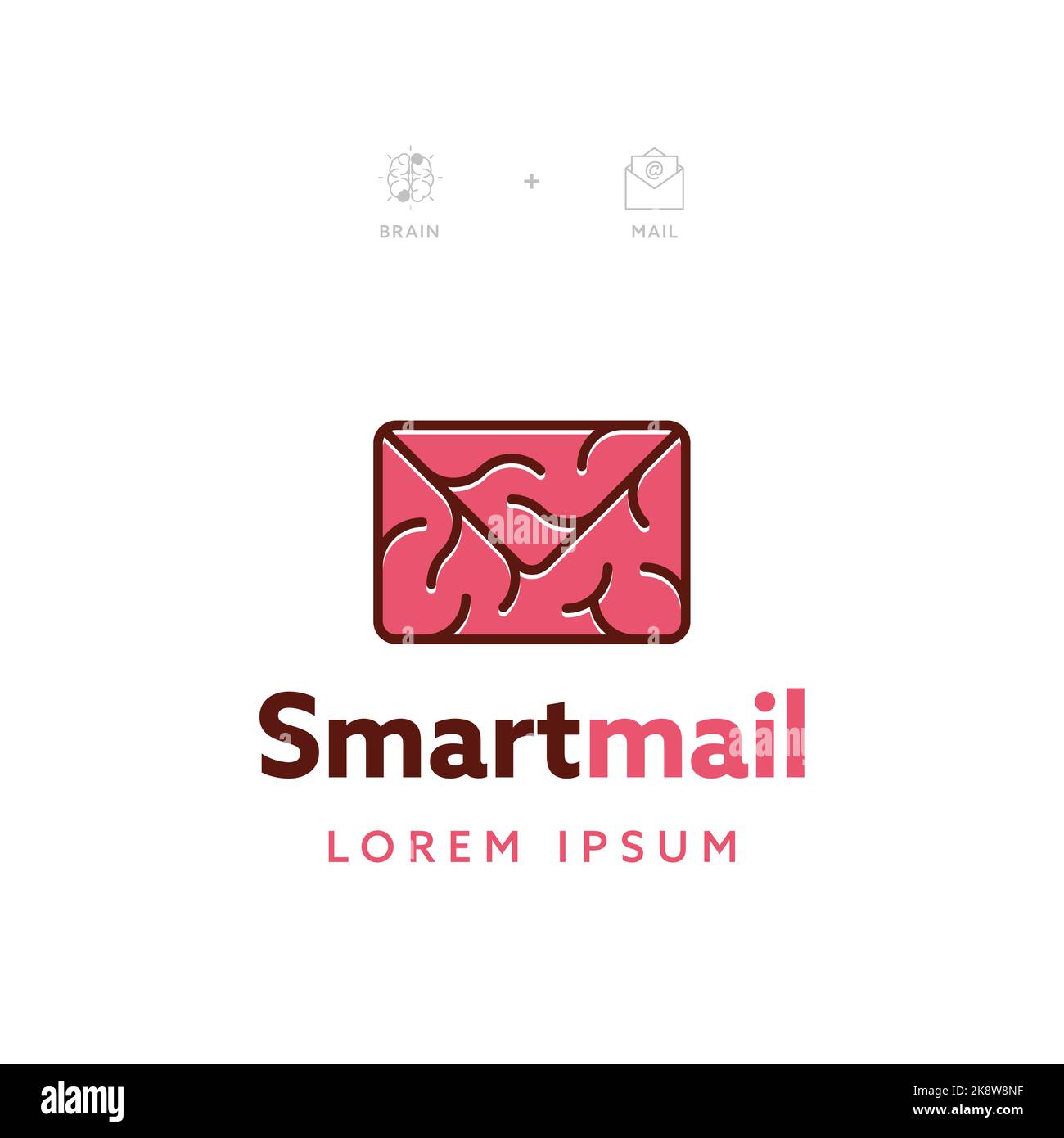 Smart mail symbol. Envelope with brain. Vector illustration Stock ...