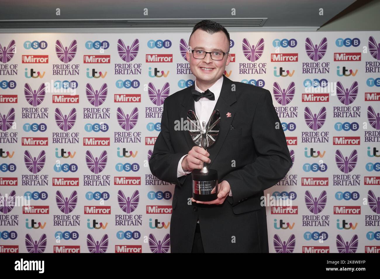 Alex Anderson with his Prince's Trust Young Achiever award at the Pride ...