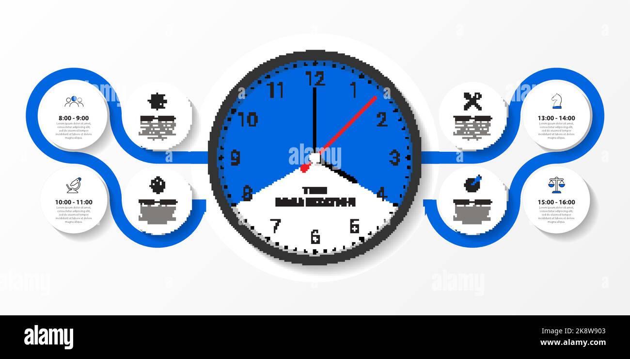 Infographic Design Template Time Organization With 8 Steps Can Be Used For Workflow Layout