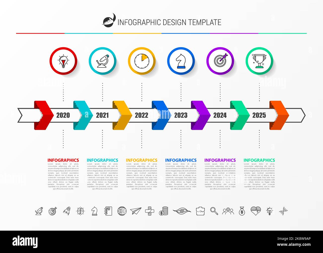 Infographic design template. Timeline concept with 6 steps. Can be used ...