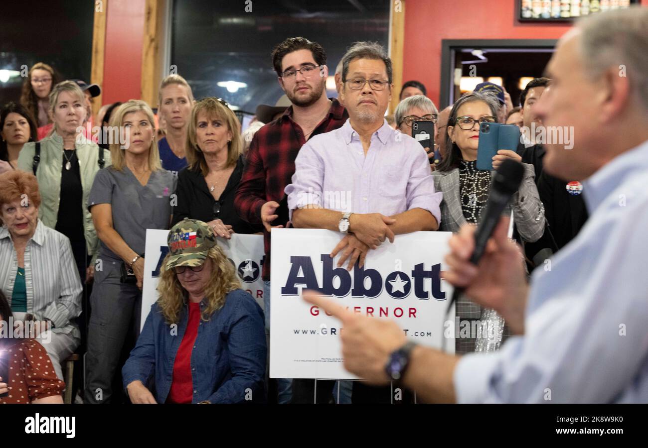 Austin, Texas, USA. 24th Oct, 2022. Voters listen as Texas Republican ...