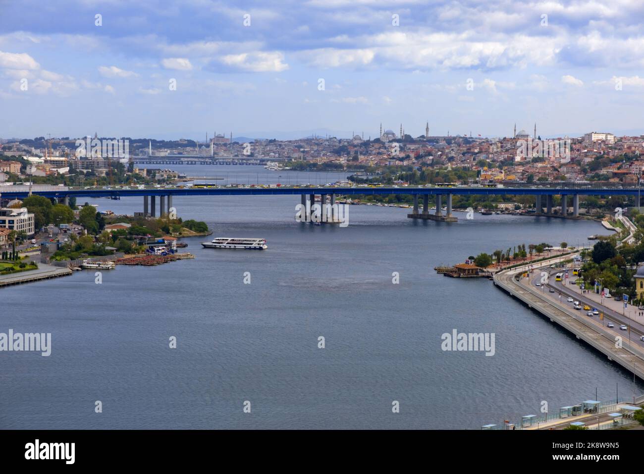 Istanbul, Turkey-September 6,2021: Panoramic view to Golden Horn with ...