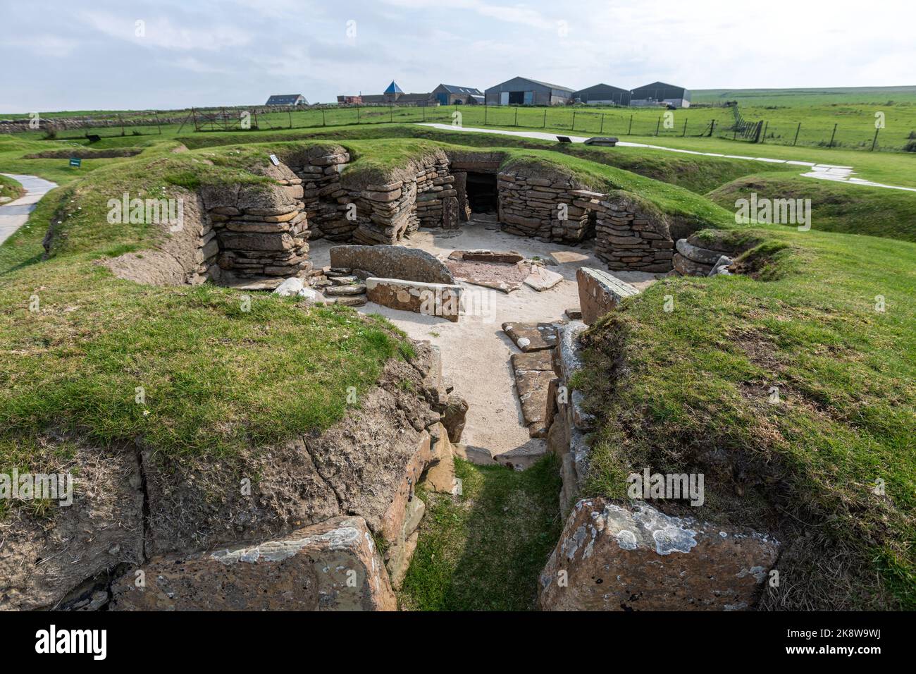 Skara Brae, stone-built Neolithic settlement, located on the Bay of ...