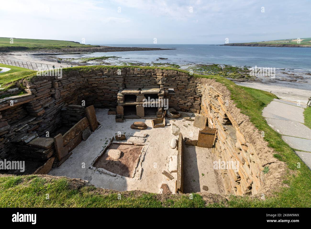 Skara Brae, stone-built Neolithic settlement, located on the Bay of ...