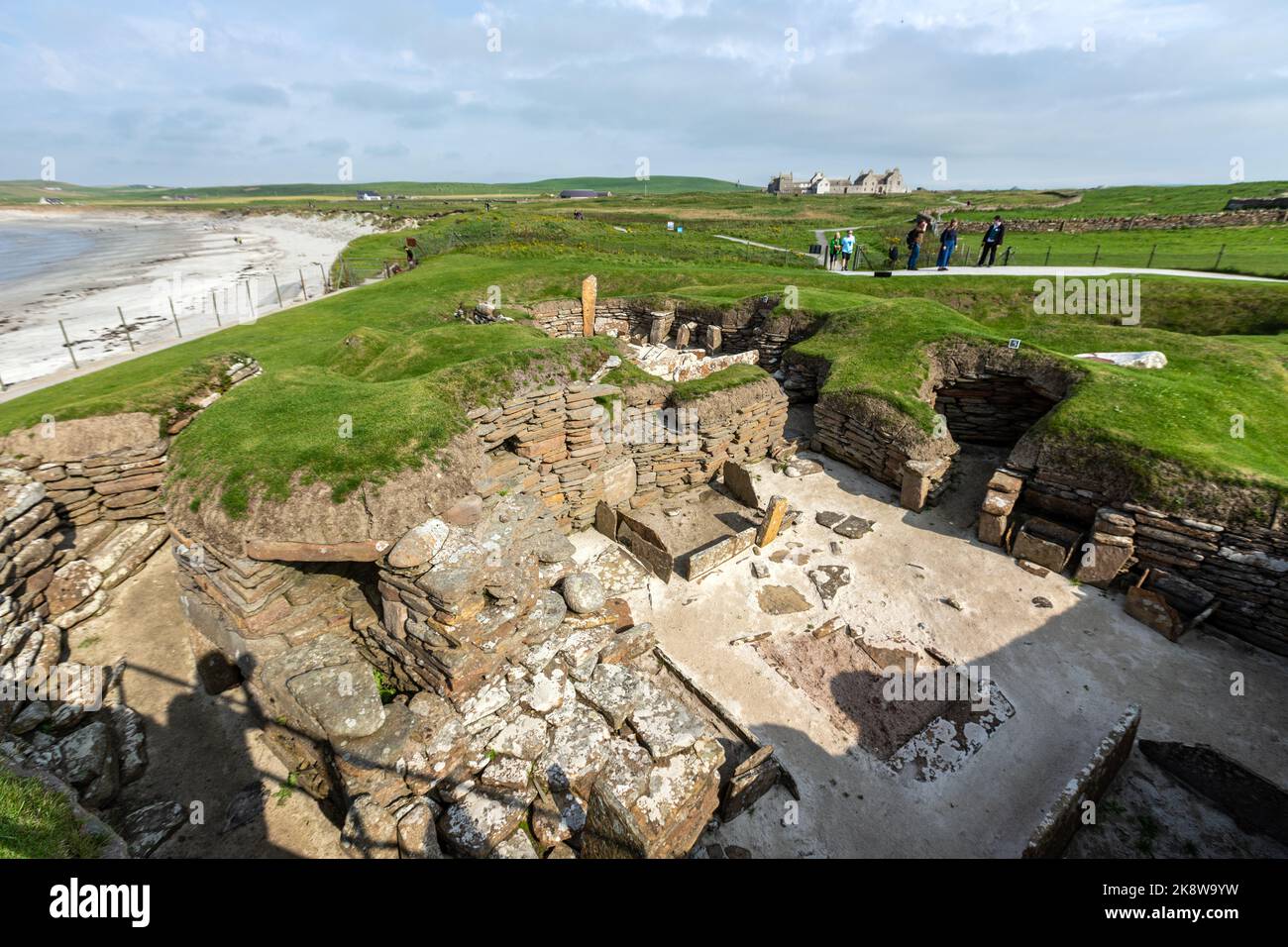 Skara Brae, stone-built Neolithic settlement, located on the Bay of ...
