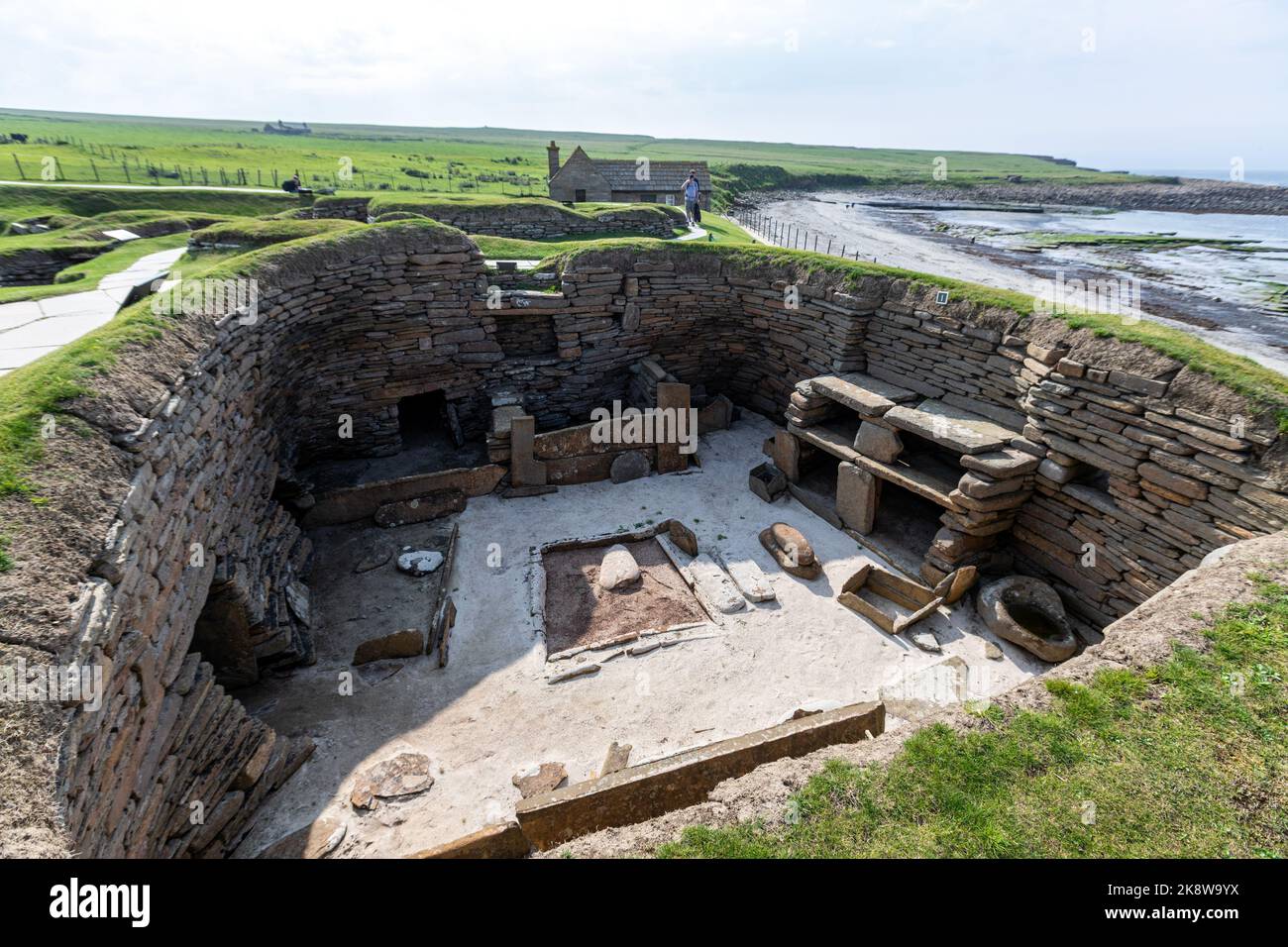 Skara Brae, stone-built Neolithic settlement, located on the Bay of ...