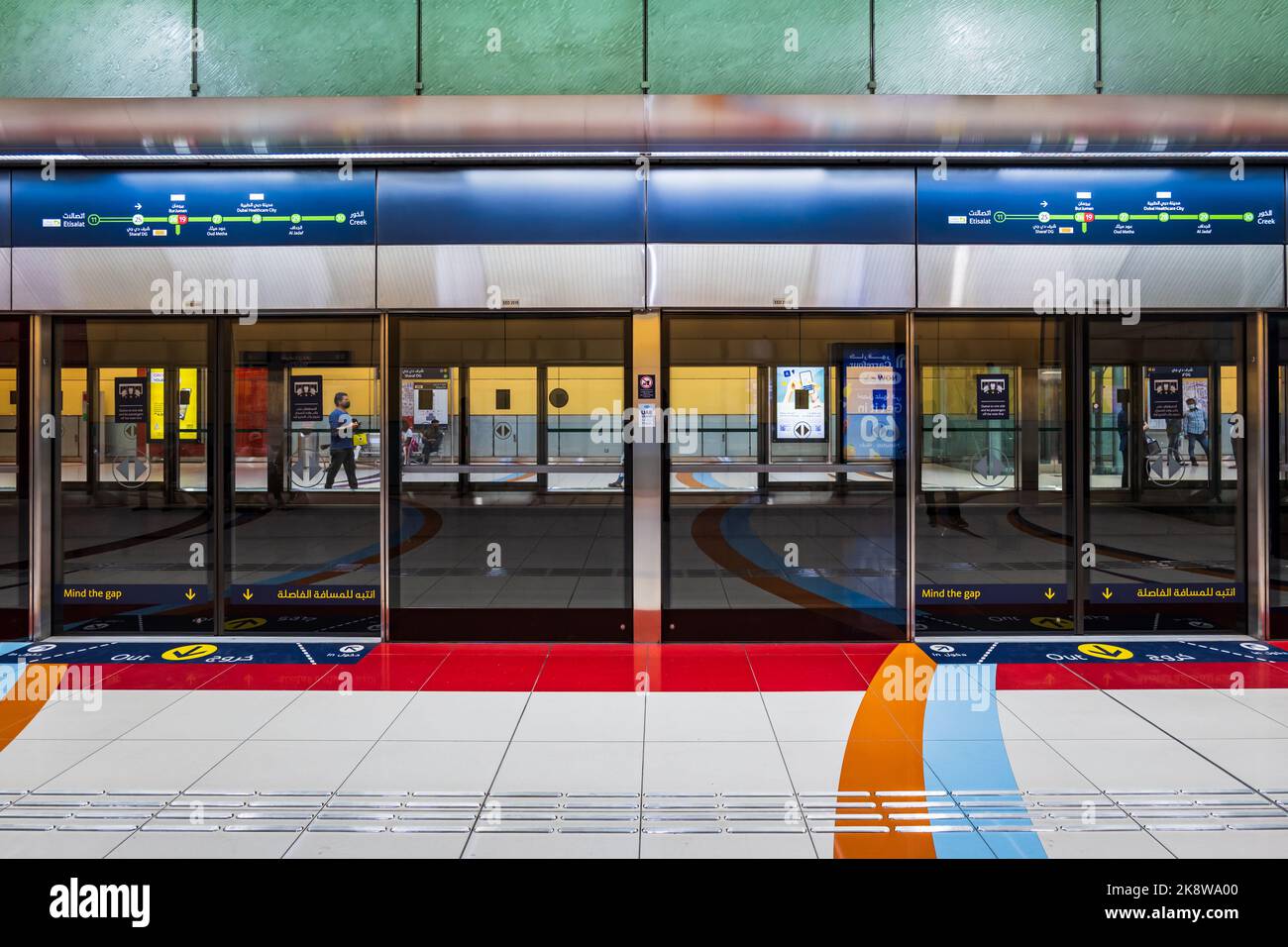 Dubai, UAE - October 2022: Dubai Metro station platform architecture ...